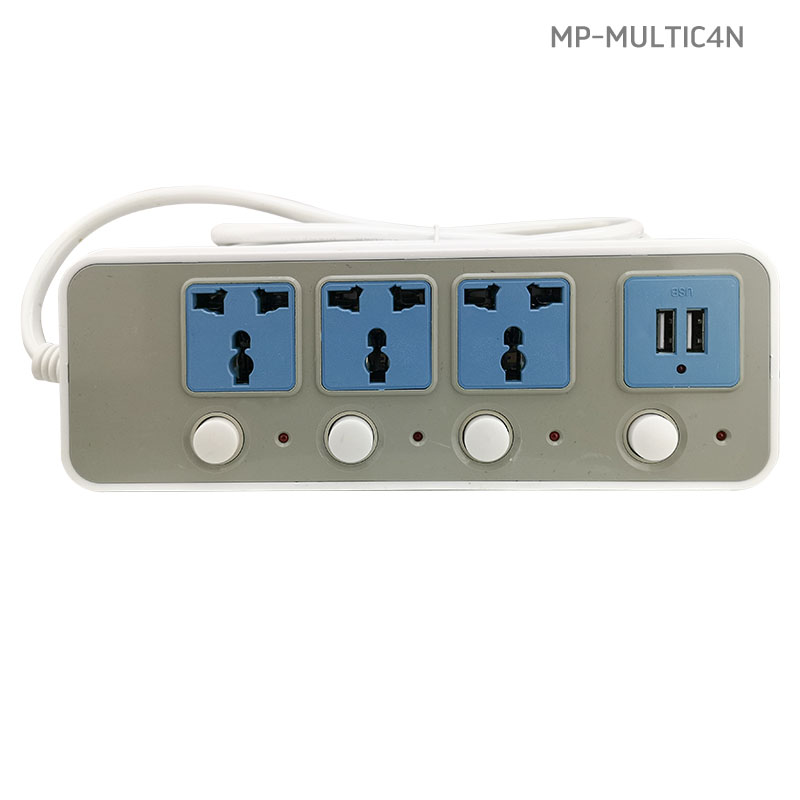 MULTICONTACTO 3 ENTRADAS + 1X2 USB | MP-MULTIC4N - Master Electronicos